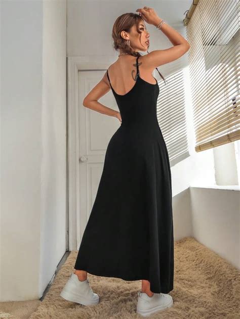 SHEIN PETITE Solid Cami Dress SHEIN USA