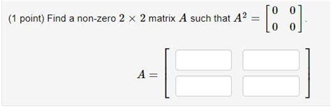 solved 1 point find a non zero 2 x 2 matrix a such that a2