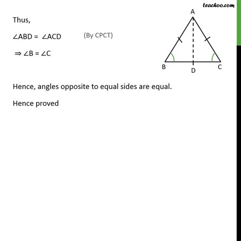 theorem 7 2 angle opposite to equal sides of an isosceles triangle