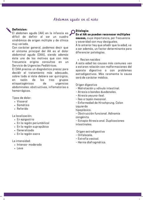 Abdomen agudo en el niño Diagnostico Clasificacion Tratamiento