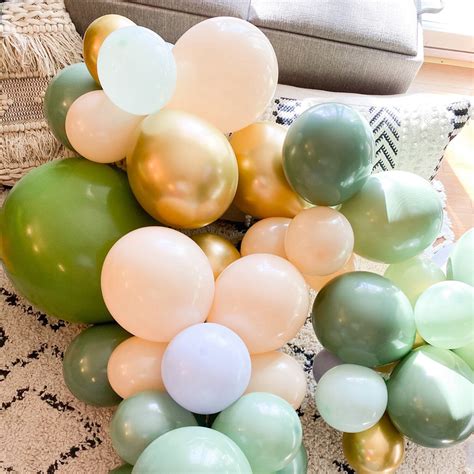 Kit Guirlande Ballon Vert Sauge 152 Pièces Arche Ballon Vert et or