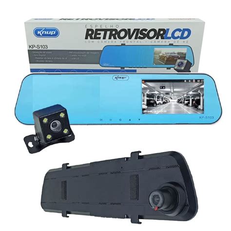 Câmera De Ré Frontal c Gravação Espelho Retrovisor Lcd knup no