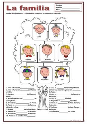 56 Familia Español ELE hojas de trabajo pdf doc