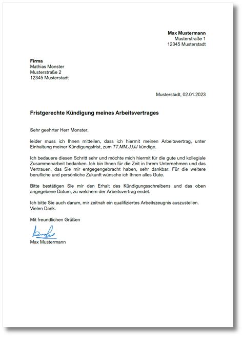 Kündigung Vorlage mit Download Beachte das unbedingt
