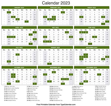 2023 Calendar With Holidays