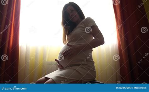 Pregnant Woman Silhouette Pregnant A Woman With Big Belly In Her Ninth Month Of Pregnancy At