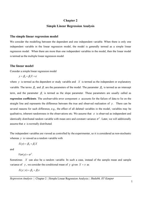 chapter 2 regression simple linear regression analysis regression analysis chapter 2
