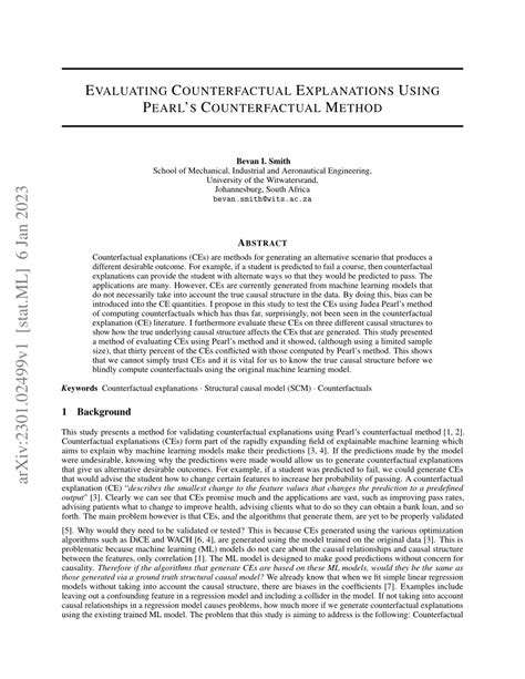 pdf evaluating counterfactual explanations using pearl s counterfactual method