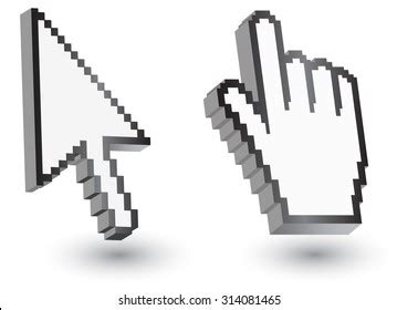 Pixel Cursors Icons Mouse Hand Arrow Stock Vector Royalty Free