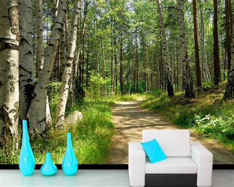 Beibehang papier peint 3D paysage de forêt verte et de bouleau