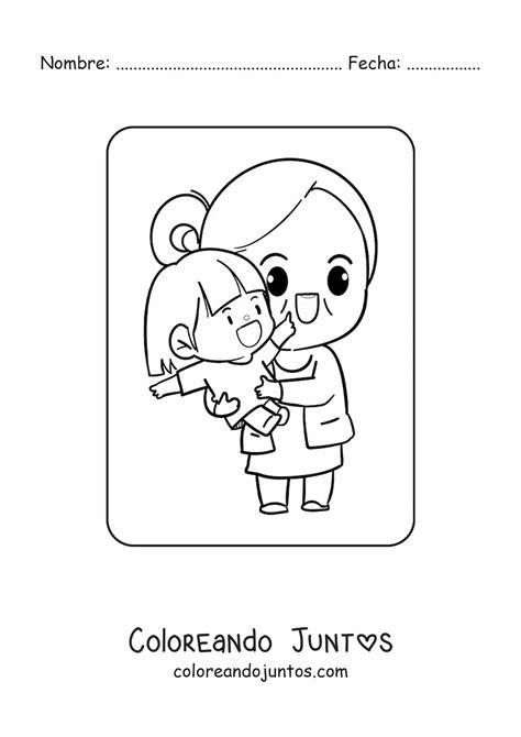 Abuela Kawaii Cargando A Su Nieta En El D A De Los Abuelos Coloreando