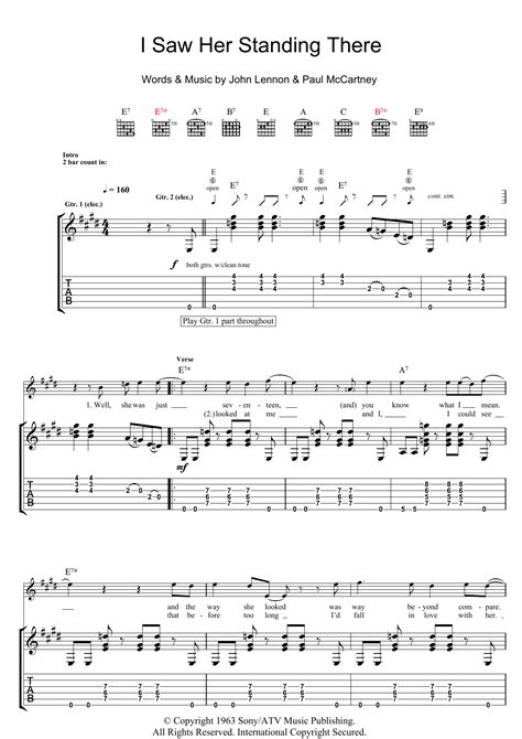 I Saw Her Standing There By The Beatles Guitar Tab Guitar Instructor