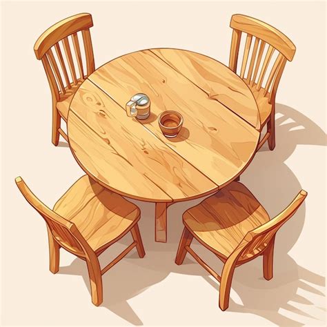 Premium Vector Rustic Wooden Dining Table Set