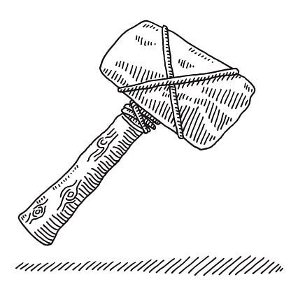 Martillo De Herramientas De La Edad De Piedra Para Colorear Imprimir E