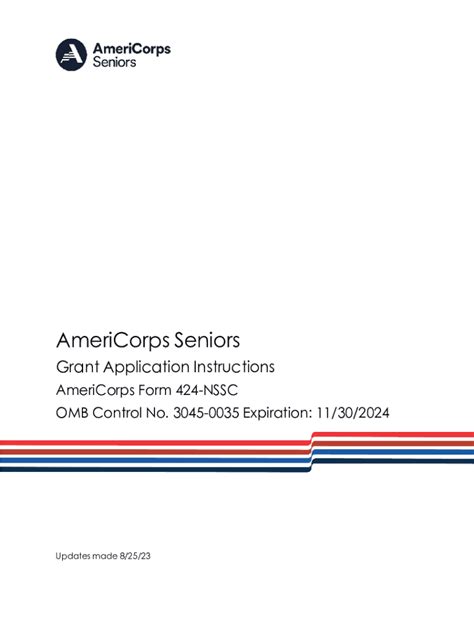 Fillable Online AmeriCorps Seniors Grant Application Instructions