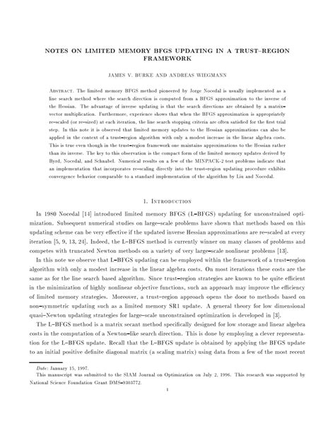 pdf notes on limited memory bfgs updating in a trust region framework