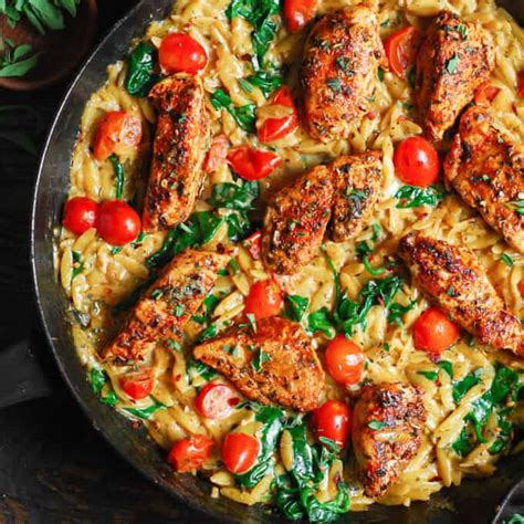 30 Minute One Pan Creamy Chicken Orzo