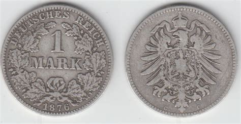 Kaiserreich Kursmünze 1 Mark 1875 C 900er Silber Erhaltung siehe
