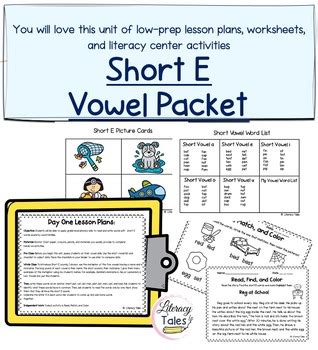 Short E Vowel Sound Activities Worksheets And Lesson Plans Unit TPT