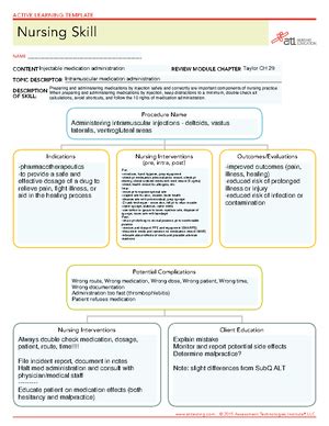 ATI ALT Asepsis Gloves Nursing Skills Completed Indications Nursing
