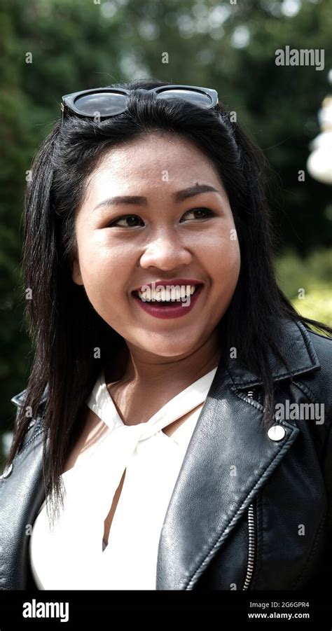 Facial Expressions Chinese Asian Girl Model Poser Actress Tourist Traveler In Park Bangkok