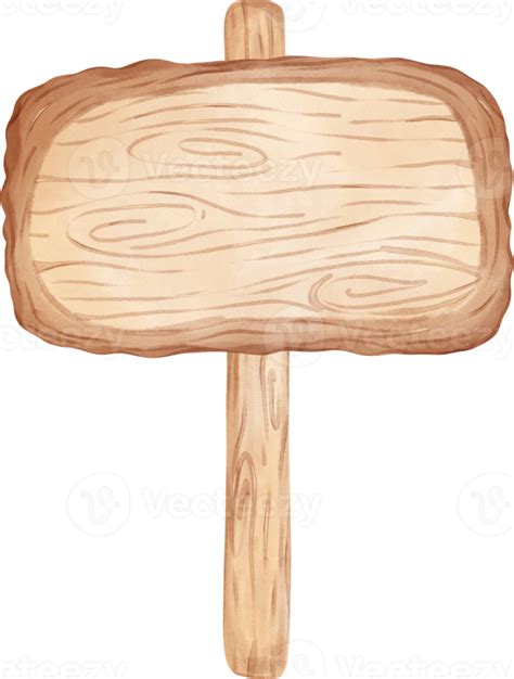 Cute Watercolour Wood Sign Board Cartoon Painting Png