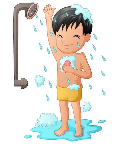 Beb Dos Desenhos Animados Tomar Um Banh Premium Vector Freepik Hot