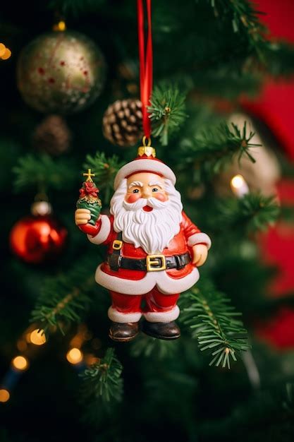 Enfeite de papai noel para árvore de natal Foto Grátis