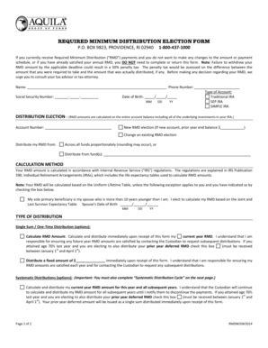 Fillable Online Required Minimum Distribution Election Form Aquila