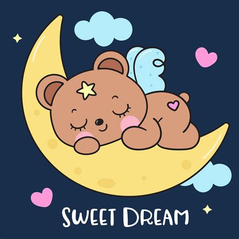 Cute Teddy Bear Sleep On Moon Sweet Dream Fairy Tales 46544357 Vector