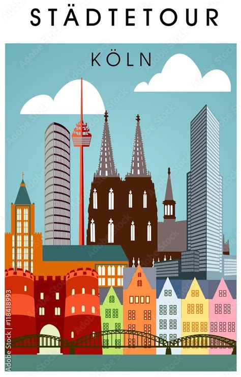 Köln Panorama Skyline Wandtatoo Sehenswürdigkeiten Kölner Dom