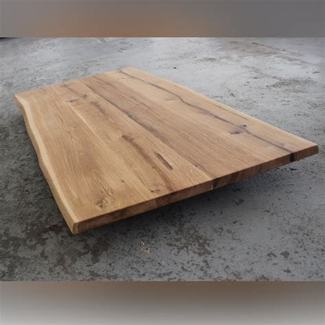 Tischplatte Eiche massiv geölt mit Baumkante beidseitig 260x90x4 cm