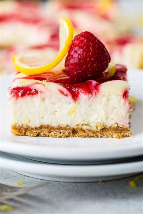 Swirled Raspberry Lemon Cheesecake Bars Oh Sweet Basil Recipe