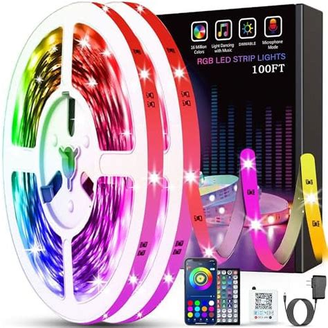 Tenmiro Led Lights For Bedroom 100ft 2 Rolls Of 50ft Music Sync Color