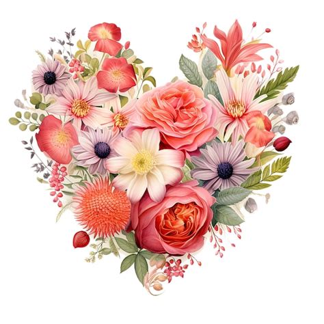 Une Illustration D Arrangement De Fleurs En Forme De Coeur Sur Un Fond