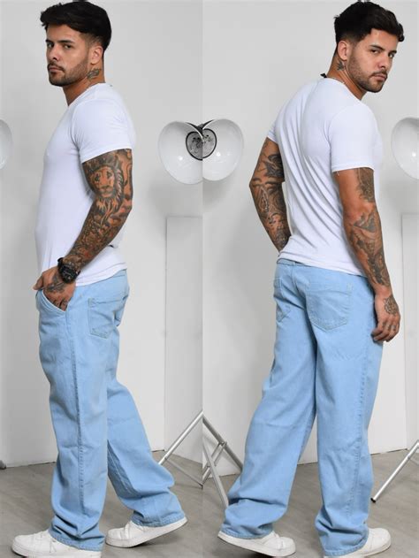 Calça Jeans Balão Boca Larga Estilosa Sk8 Moda Masculina Dazzling 100