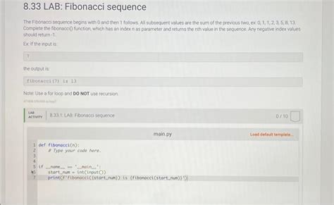 solved the fibonacci sequence begins with 0 and then 1