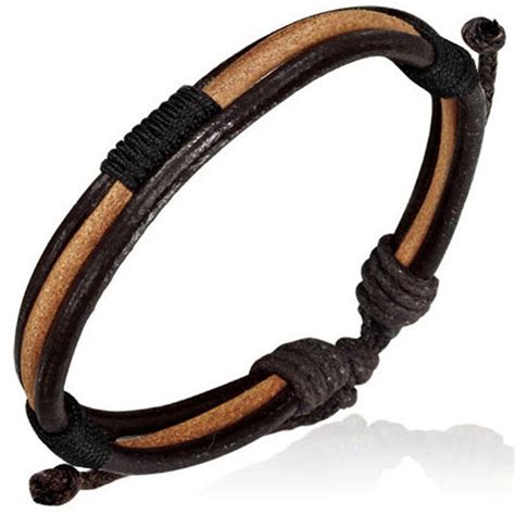 Bracelet ZENSE ZB0016 EPC Homme Cuir Et Cordes Marron Et Beige