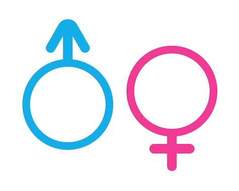 Symboles De Genre Signe Bleu Masculin Et Rouge Féminin Vecteur Premium