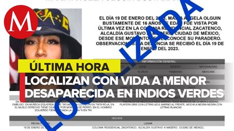 Localizan a María Ángela Olguín menor que desapareció en Indios Verdes