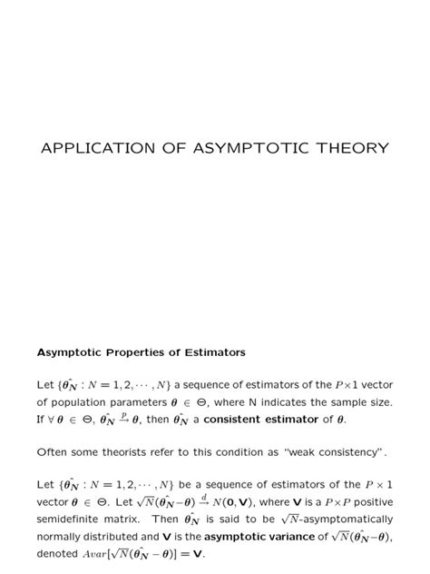 asymptotic properties of estimators and test statistics consistency normality and efficiency