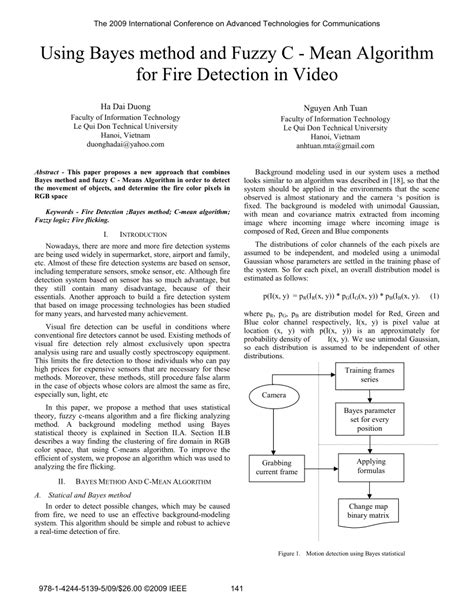 pdf using bayes method and fuzzy c mean algorithm for fire detection in video