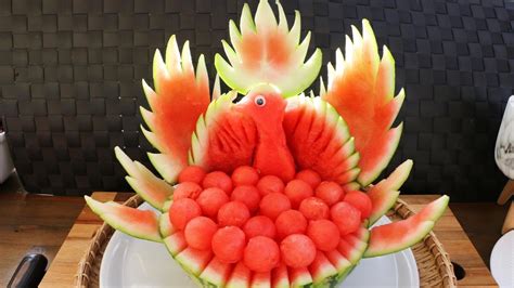 Watermelon Peacock New Ideas Fruit And Vegetable Carving Garnish