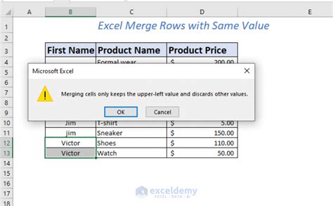 excel merge rows with same value 4 ways exceldemy