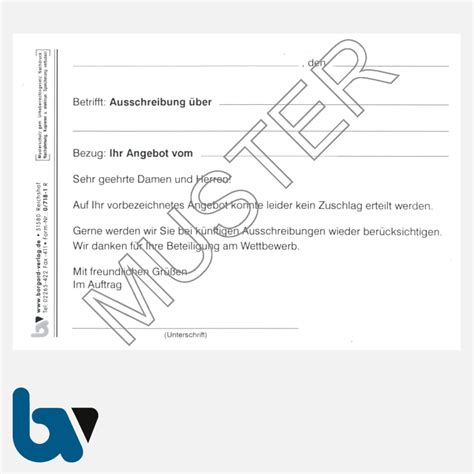 Borgard Verlag Shop Angebotsabsage Postkarte