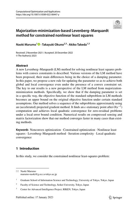 pdf majorization minimization based levenberg marquardt method for constrained nonlinear least