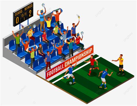 Komposisi Isometrik Kejuaraan Sepak Bola Dengan Penonton Di Tribun