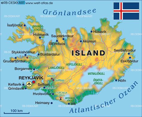 Karte Von Island Land Staat Welt Atlas De