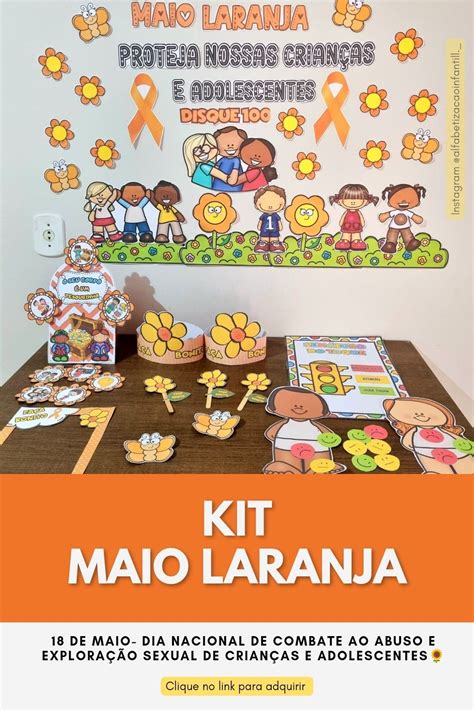 Painel Maio Laranja semáforo do toque educação infantil moldura