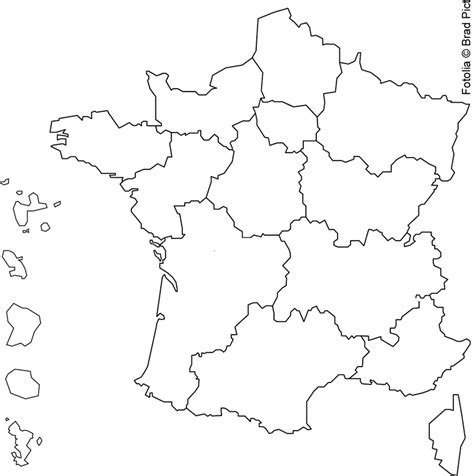 Carte des 13 régions de France à colorier